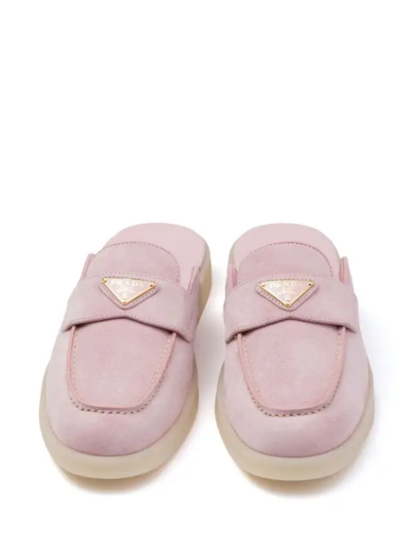 Prada Logo-plaque Suede Mules