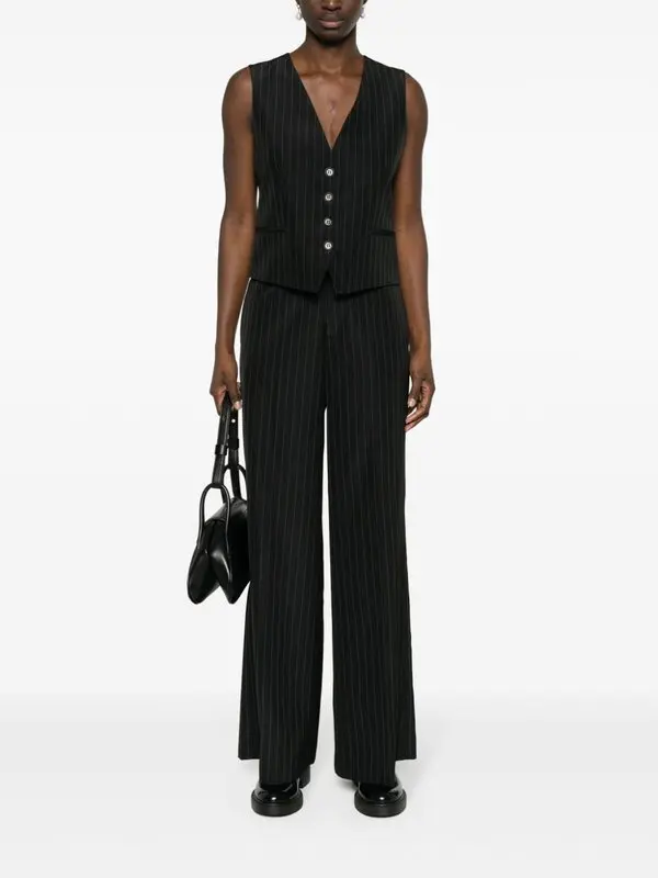 P.a.r.o.s.h Pinstripe Wide-leg Trousers - Black