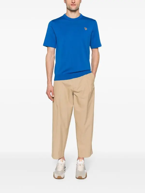 Paul Smith Zebra-patch Organic Cotton T-shirt - Blue