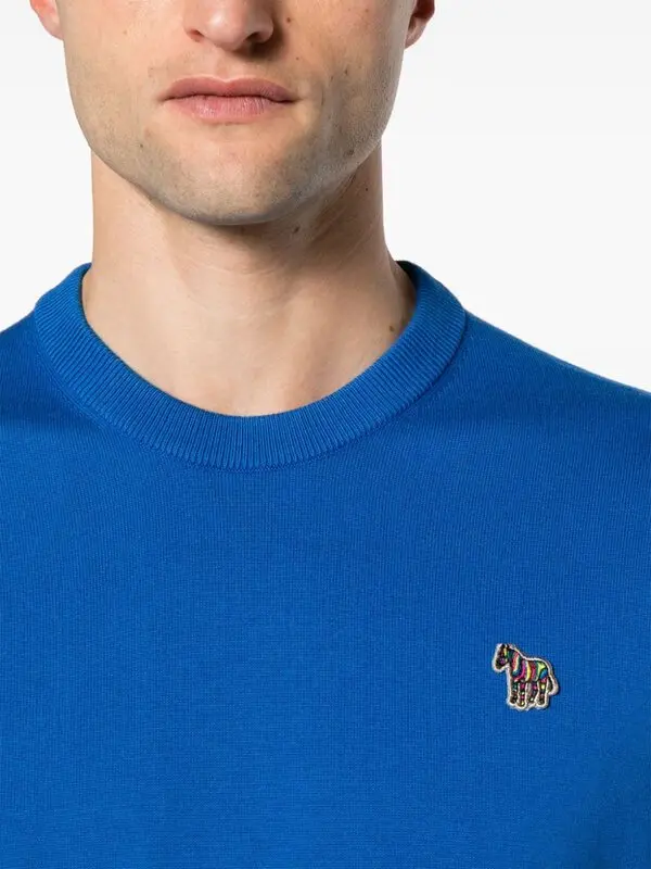 Paul Smith Zebra-patch Organic Cotton T-shirt - Blue