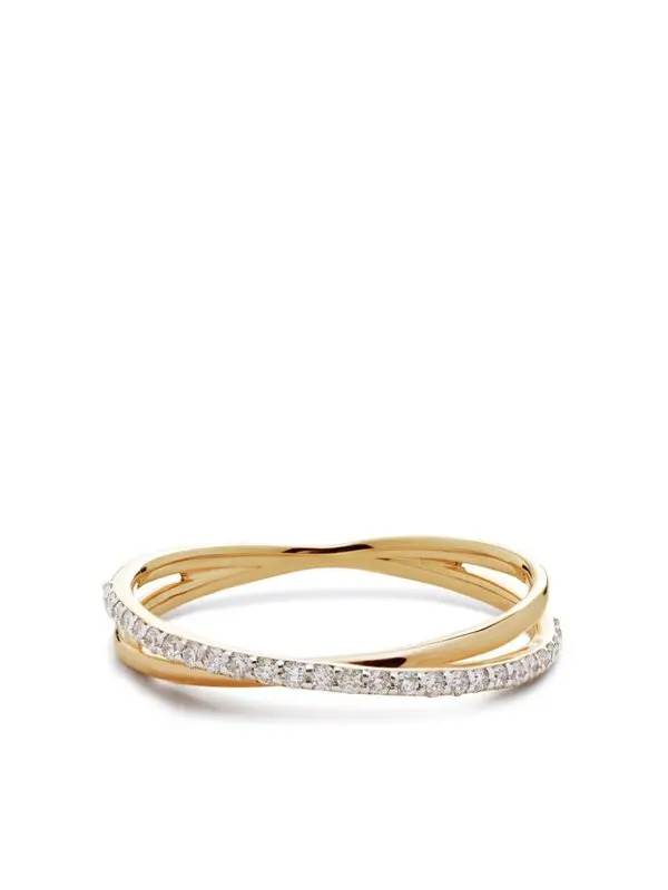 Monica Vinader 14kt Yellow Crossover Diamond Ring - Gold