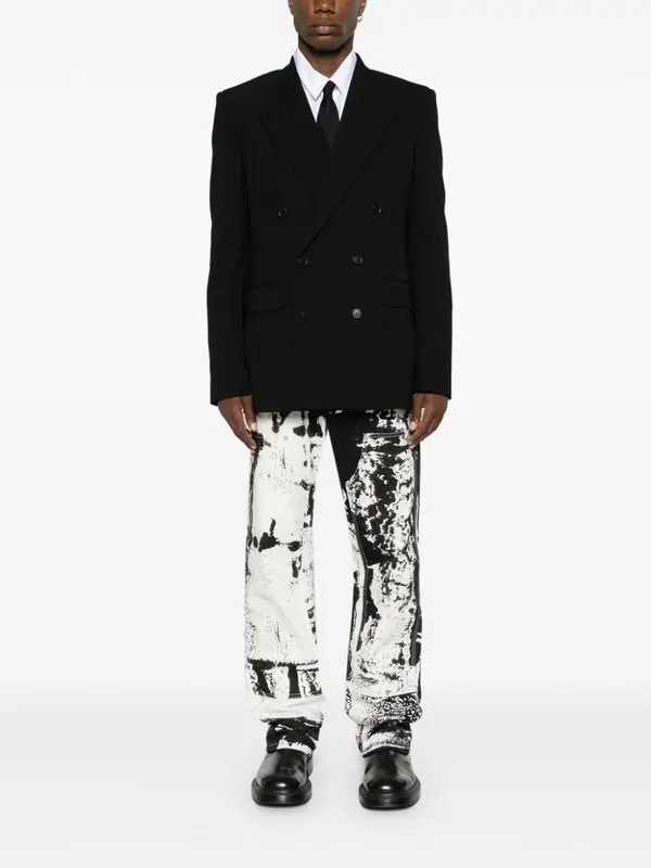 Alexander McQueen Fold-print Cropped Jeans