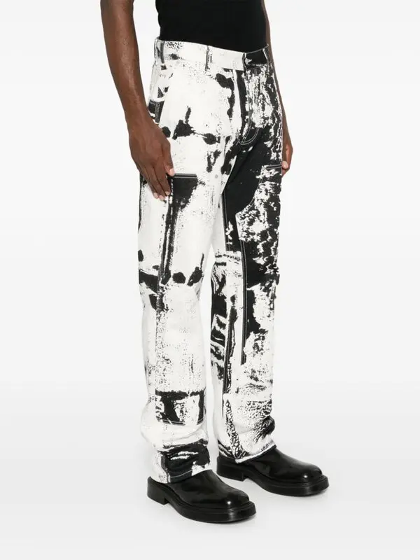 Alexander McQueen Fold-print Cropped Jeans