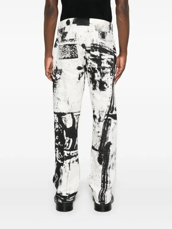 Alexander McQueen Fold-print Cropped Jeans