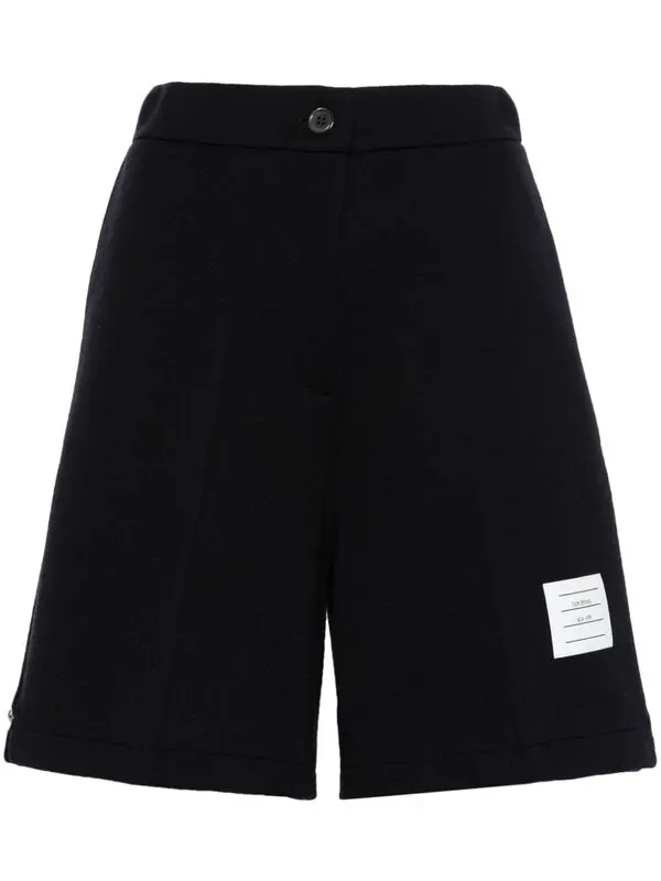 Thom Browne Name-tag Ribbed Knit Shorts