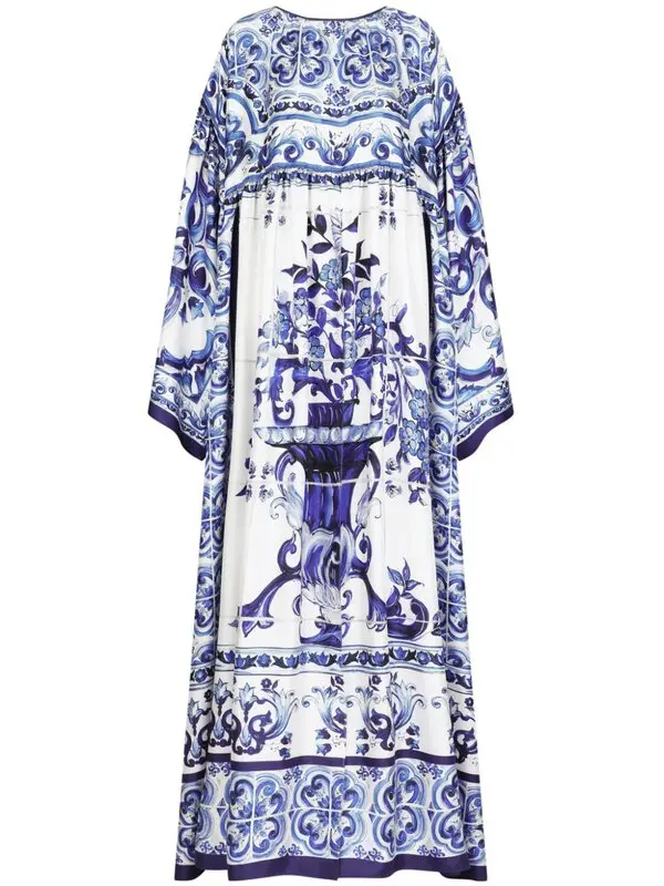 Dolce & Gabbana Majolica-print Silk Floor-length Dress