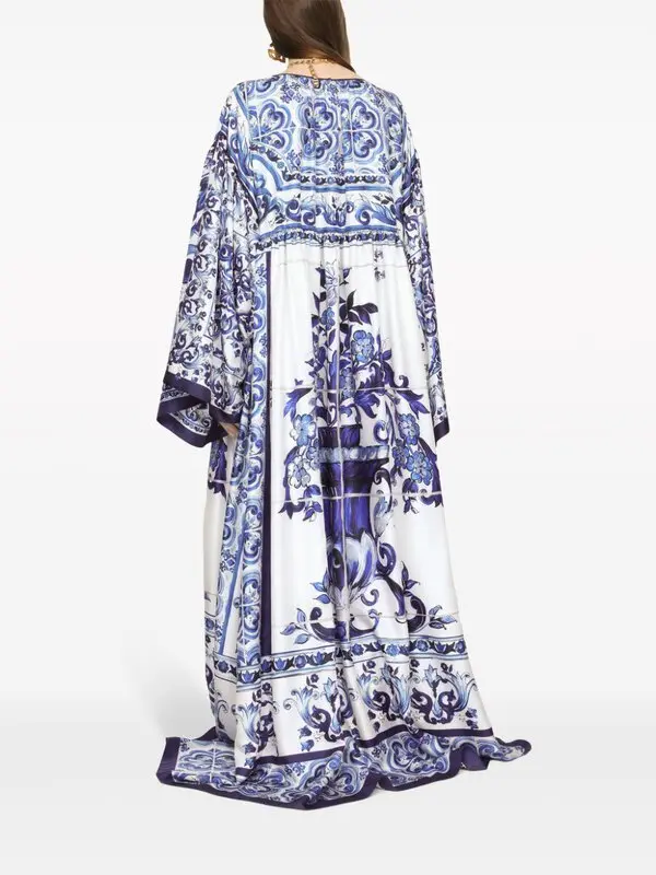 Dolce & Gabbana Majolica-print Silk Floor-length Dress