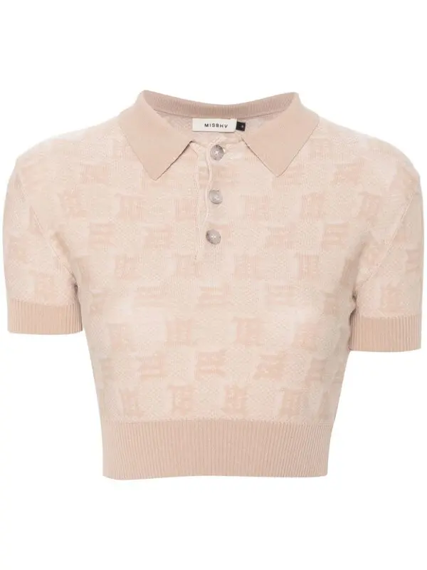 MISBHV Monogram-jacquard Cropped Polo Shirt