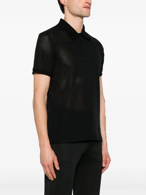 COURREGES Logo-patch Mesh Polo Shirt - Black