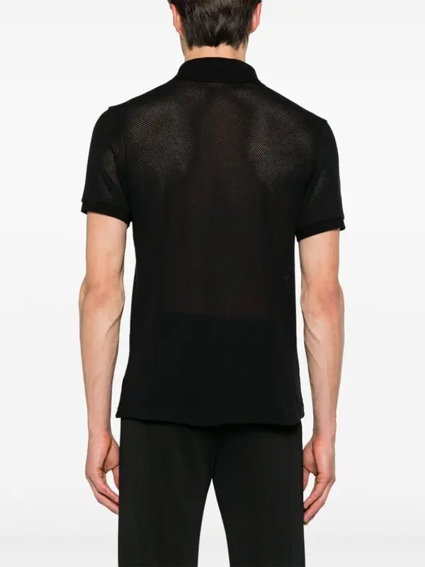 COURREGES Logo-patch Mesh Polo Shirt - Black