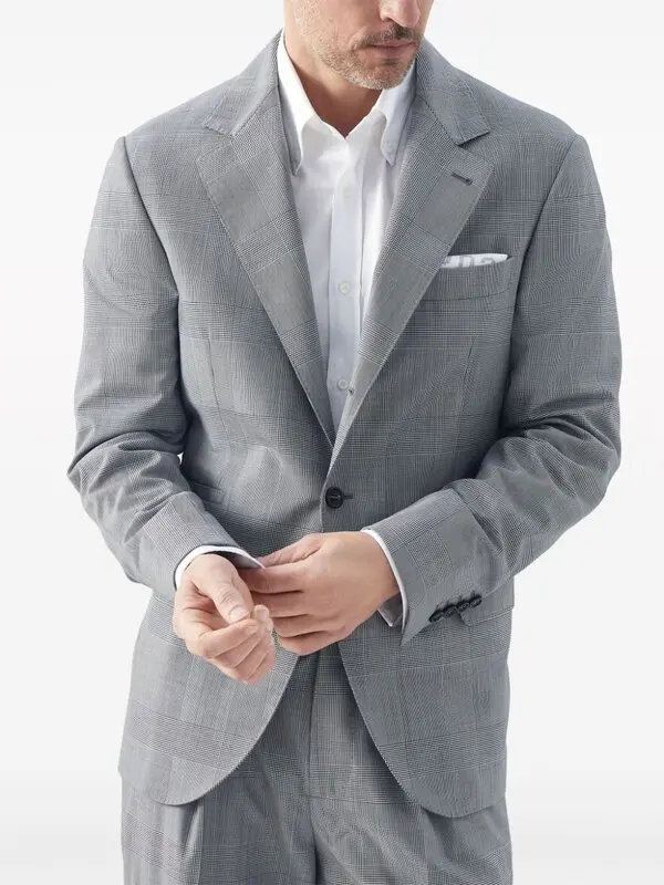 Brunello Cucinelli Check-print Virgin-wool Blazer - Black