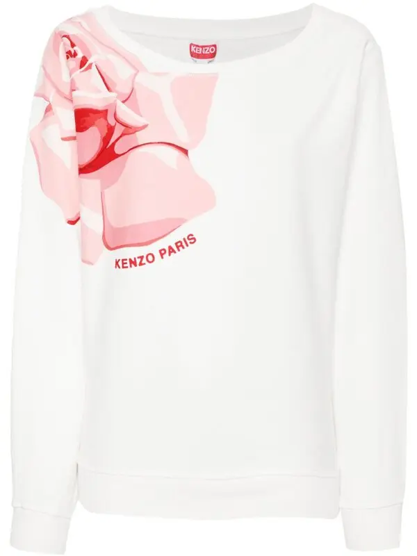 Kenzo Rose-print Cotton Sweatshirt - White