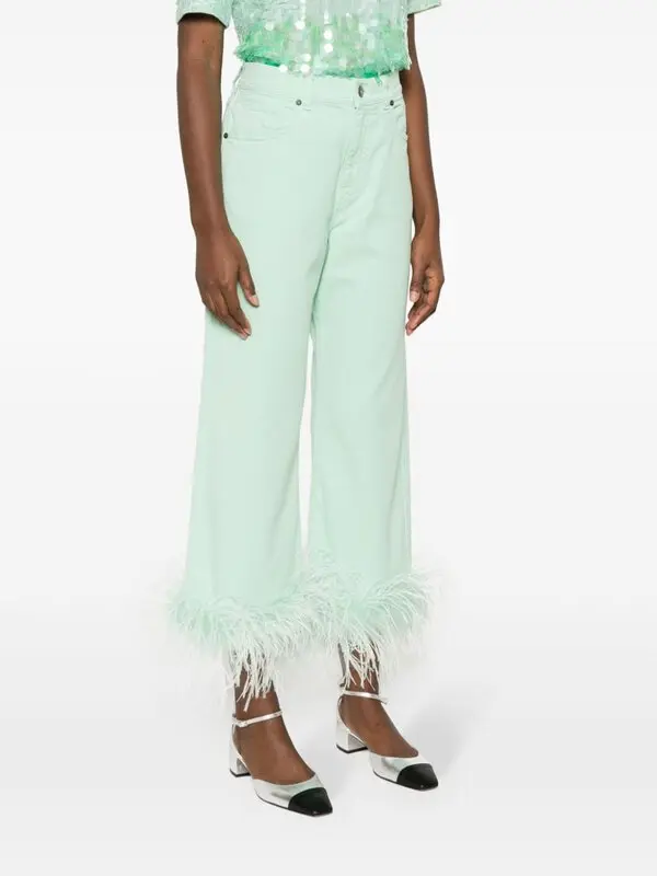 P.a.r.o.s.h Feather-trim Stretch-cotton Jeans