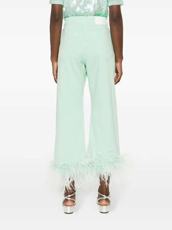 P.a.r.o.s.h Feather-trim Stretch-cotton Jeans