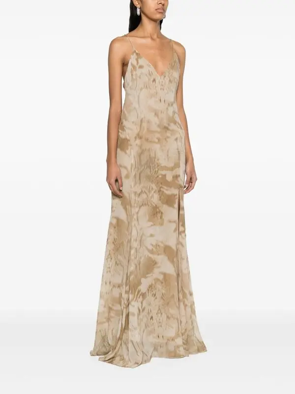 Blumarine Tie-dye Crepe Maxi Dress