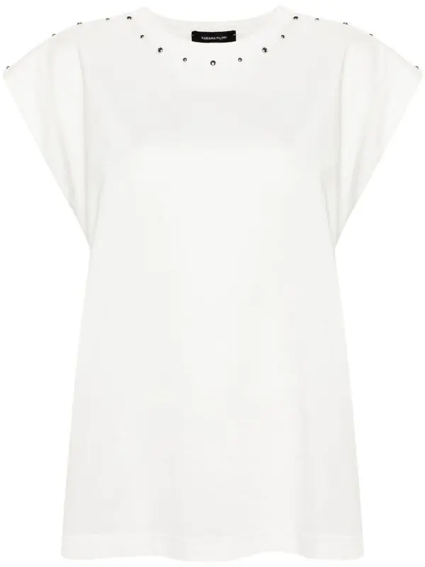 Fabiana Filippi Studed Cap-sleeve Cotton Top