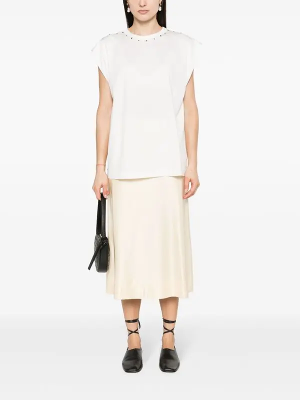 Fabiana Filippi Studed Cap-sleeve Cotton Top
