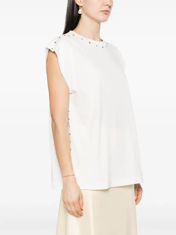 Fabiana Filippi Studed Cap-sleeve Cotton Top