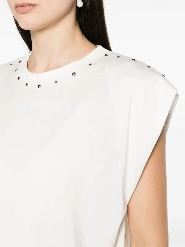 Fabiana Filippi Studed Cap-sleeve Cotton Top