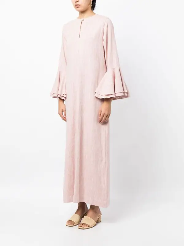 BAMBAH Linen Ruffled Kaftan Dress