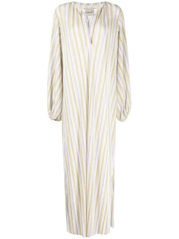 BAMBAH Striped Plissé Kaftan - Green