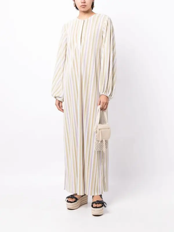 BAMBAH Striped Plissé Kaftan - Green