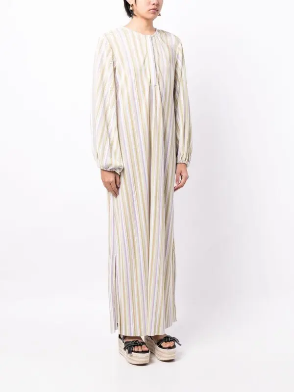 BAMBAH Striped Plissé Kaftan - Green
