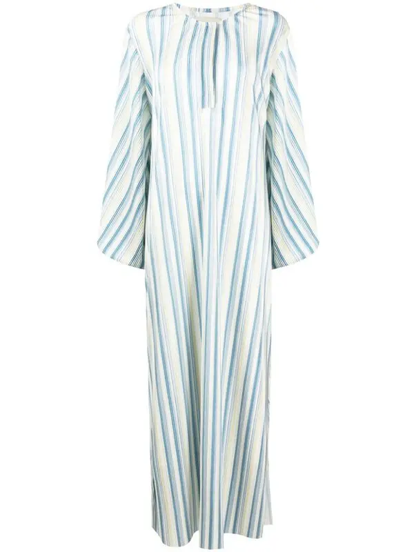 BAMBAH Striped Plissé Kaftan Dress - Blue