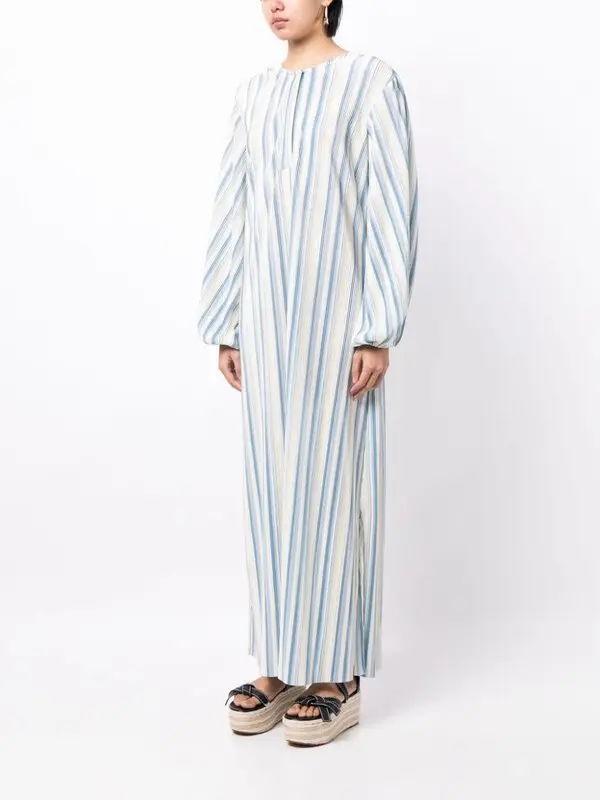 BAMBAH Striped Plissé Kaftan Dress - Blue