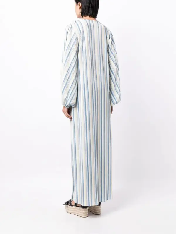 BAMBAH Striped Plissé Kaftan Dress - Blue