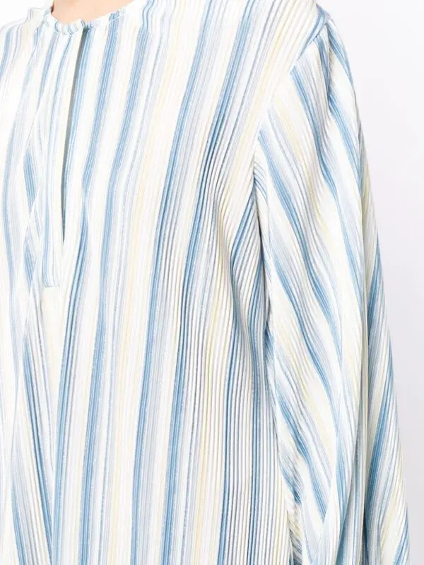 BAMBAH Striped Plissé Kaftan Dress - Blue