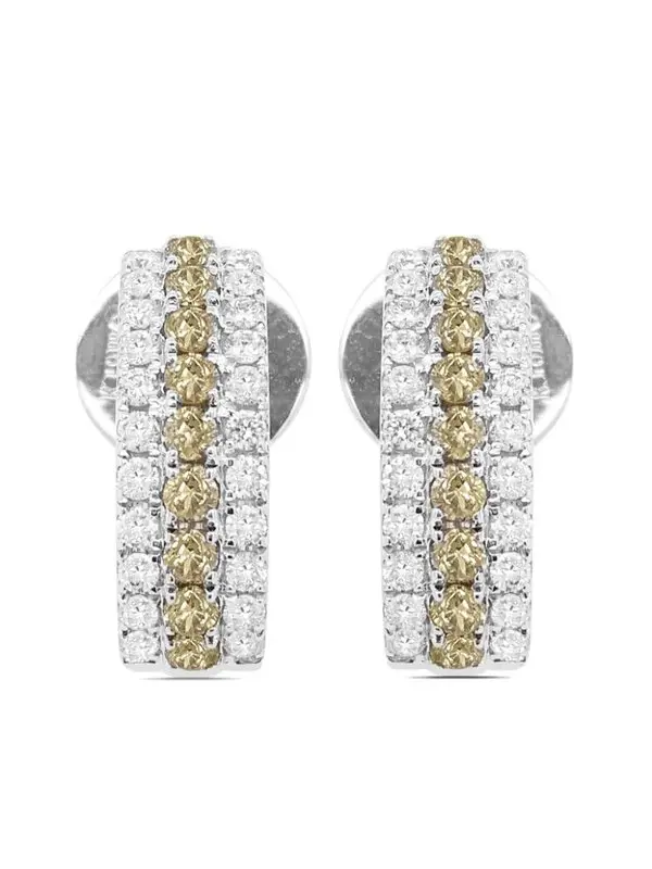 HYT JEWELRY 18kt White Gold Diamond Half-hoop Earrings - Silver