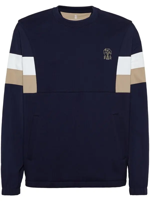 Brunello Cucinelli Logo-print Panelled Sweatshirt