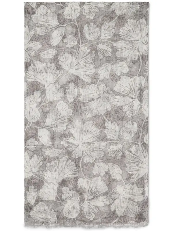 Brunello Cucinelli Floral-print Linen Scarf - Neutrals