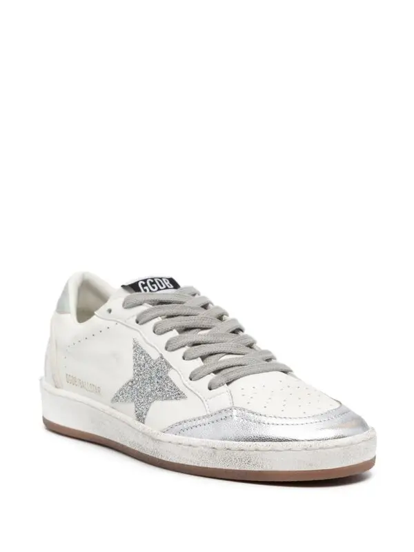 GOLDEN GOOSE Ball Star Glittered Leather Sneakers - White