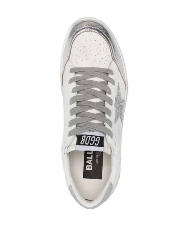 GOLDEN GOOSE Ball Star Glittered Leather Sneakers - White