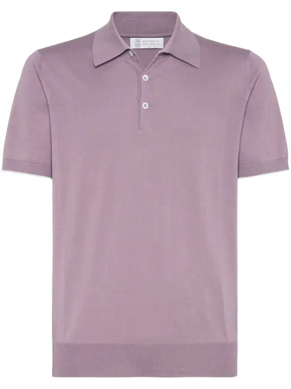 Brunello Cucinelli Cotton Polo Jumper - Purple
