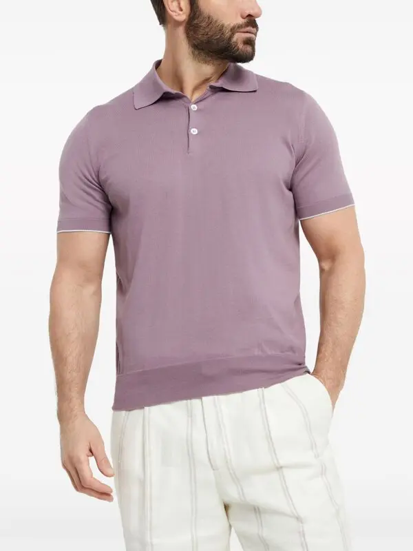 Brunello Cucinelli Cotton Polo Jumper - Purple