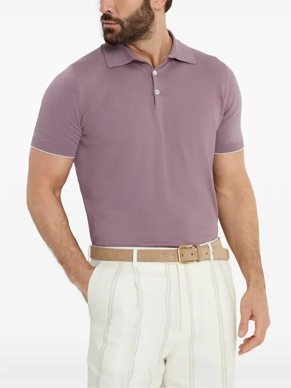 Brunello Cucinelli Cotton Polo Jumper - Purple