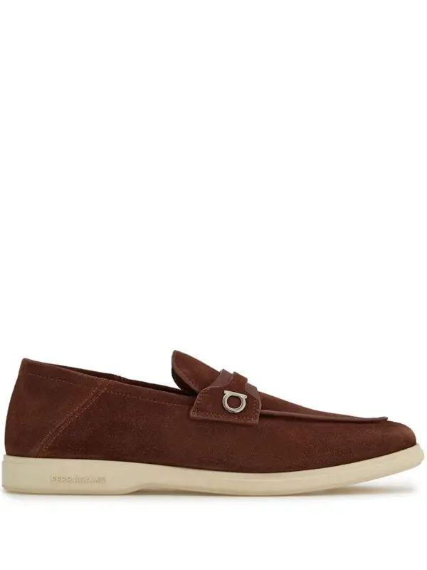 FERRAGAMO Gancini-plaque Loafers - Brown
