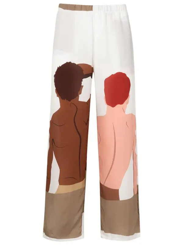 AMIR SLAMA Graphic-print Silk Shirt - Neutrals