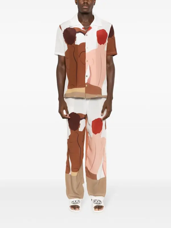 AMIR SLAMA Graphic-print Silk Shirt - Neutrals