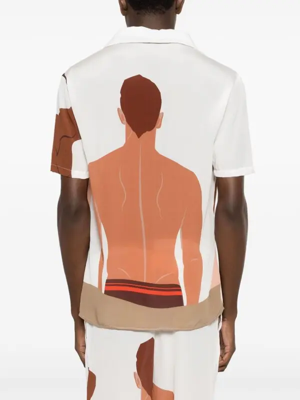 AMIR SLAMA Graphic-print Silk Shirt - Brown
