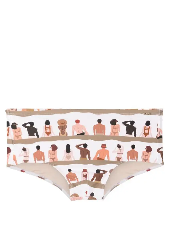 AMIR SLAMA Graphic-print Swim Shorts - Neutrals