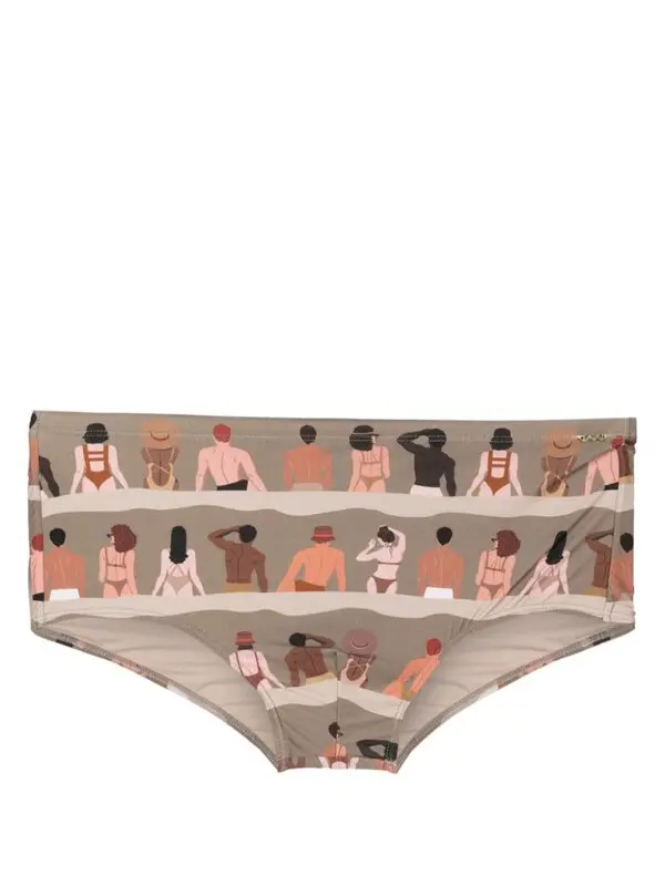 AMIR SLAMA Graphic-print Swim Trunks - Brown