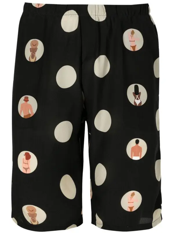 AMIR SLAMA Polka Dot-print Deck Shorts - Black