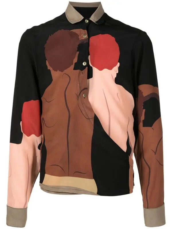 AMIR SLAMA Graphic-print Silk Shirt