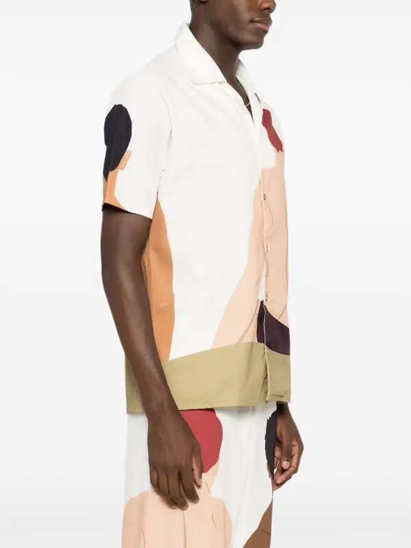 AMIR SLAMA Graphic-print Cotton Shirt - Neutrals