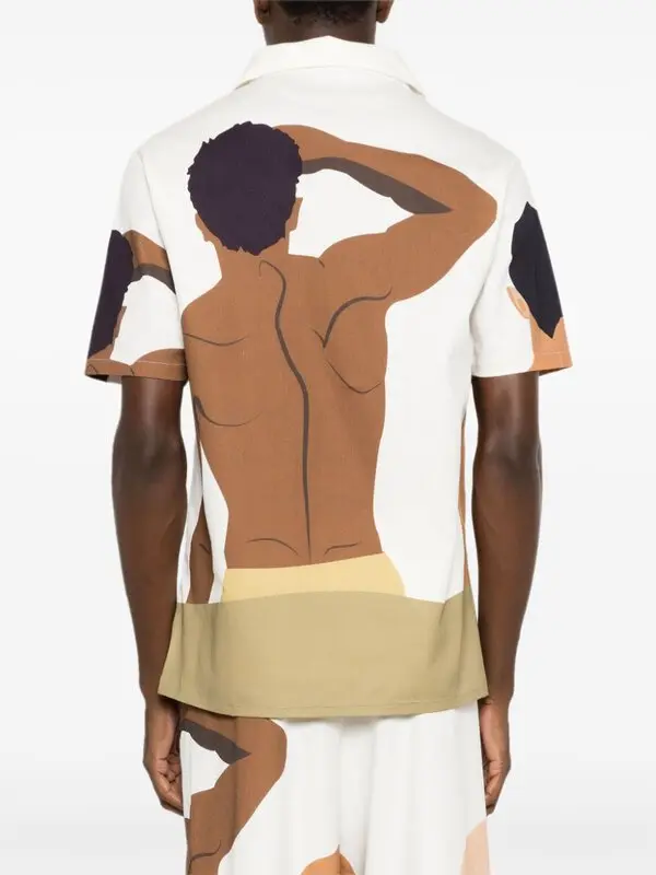 AMIR SLAMA Graphic-print Cotton Shirt - Neutrals
