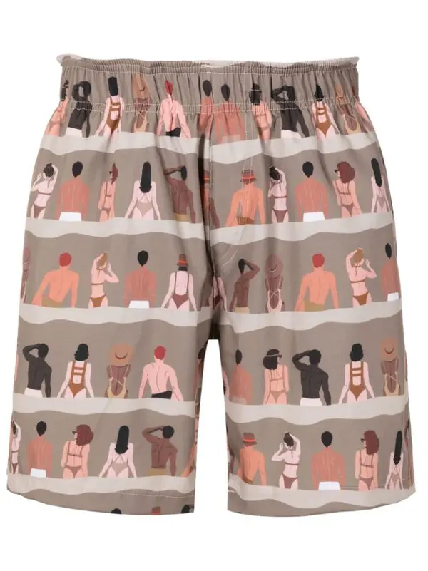 AMIR SLAMA Graphic-print Shorts - Brown